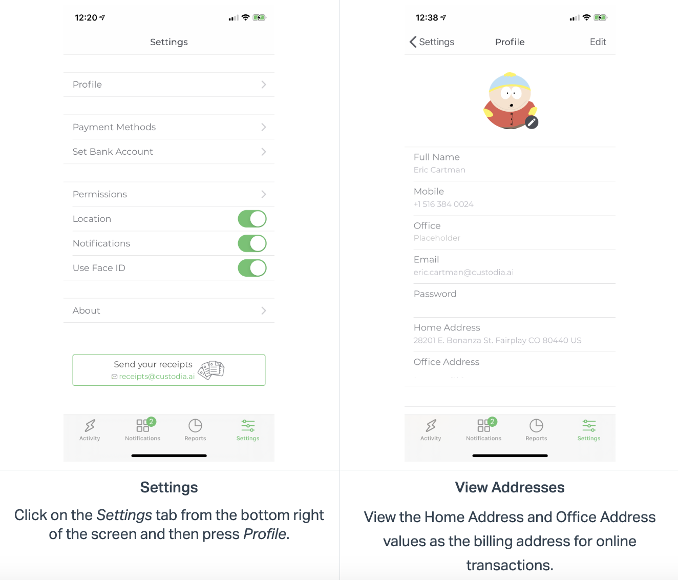 What is my billing address? – Custodia