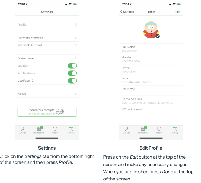 How do I update my profile? – Custodia