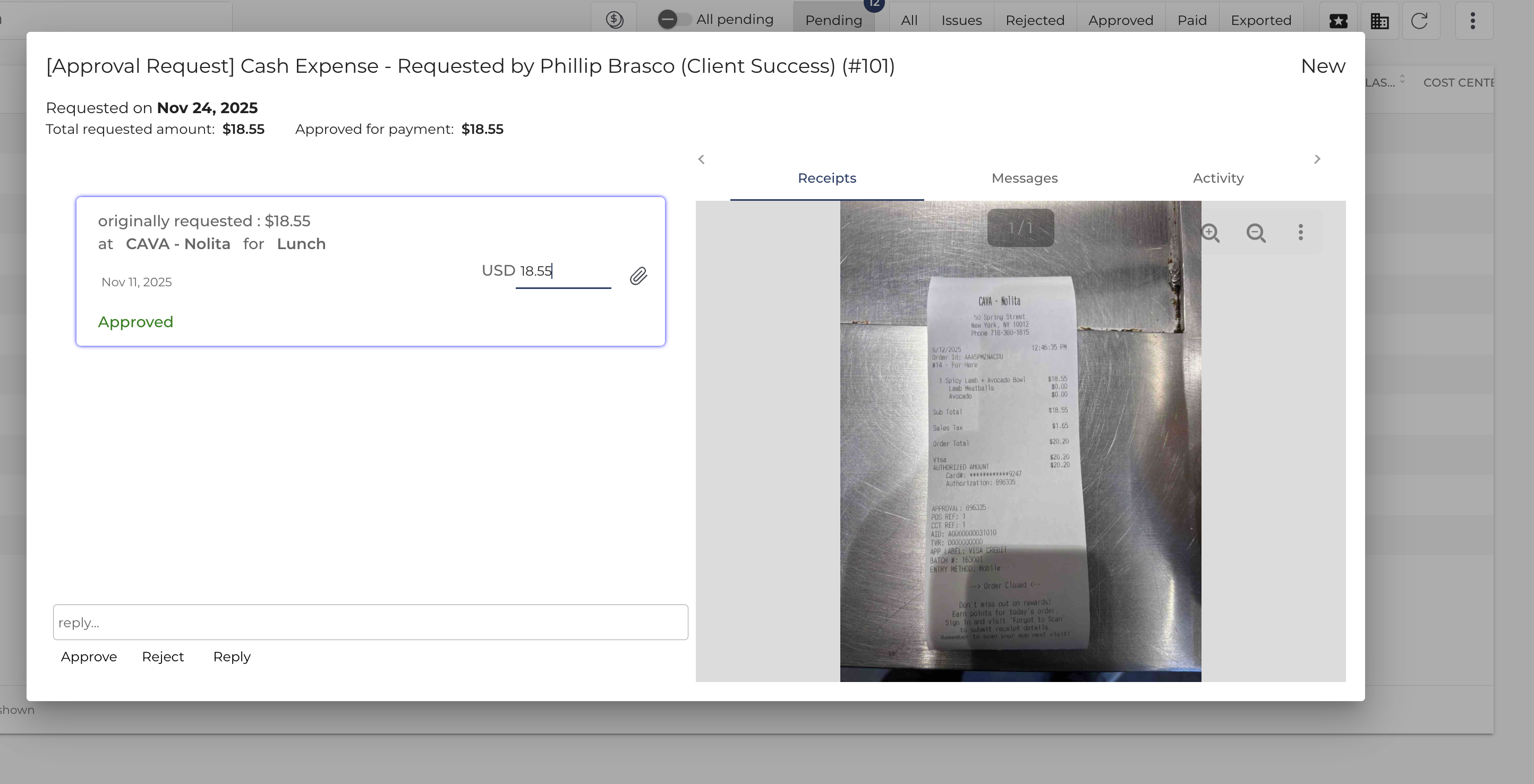 Expense Reimbursement Workflow – Custodia